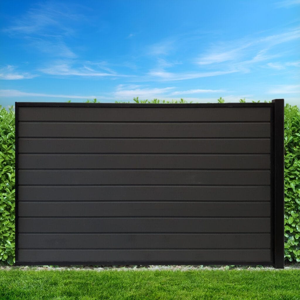 K2 KOMPOSIT hegn tillægsfag, sort pulverlakeret stål med gråsort ...