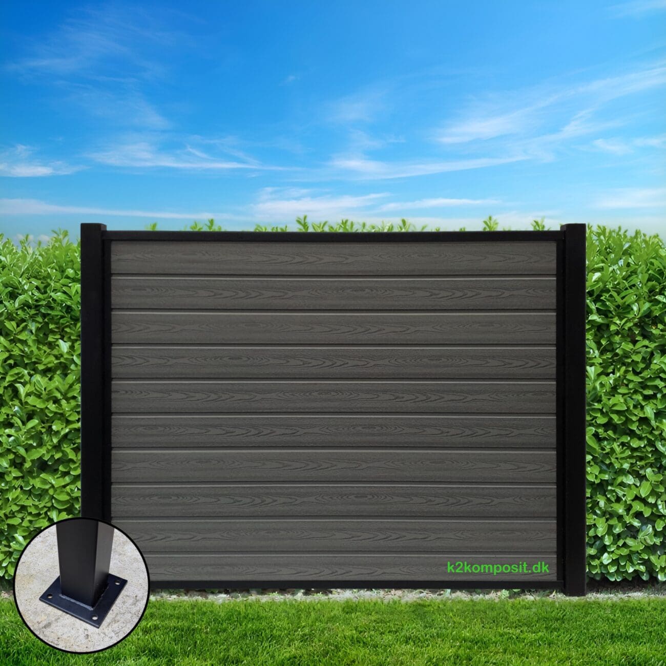 K2 KOMPOSIT hegn startfag, Sort pulverlakeret stål med fodplade med ...
