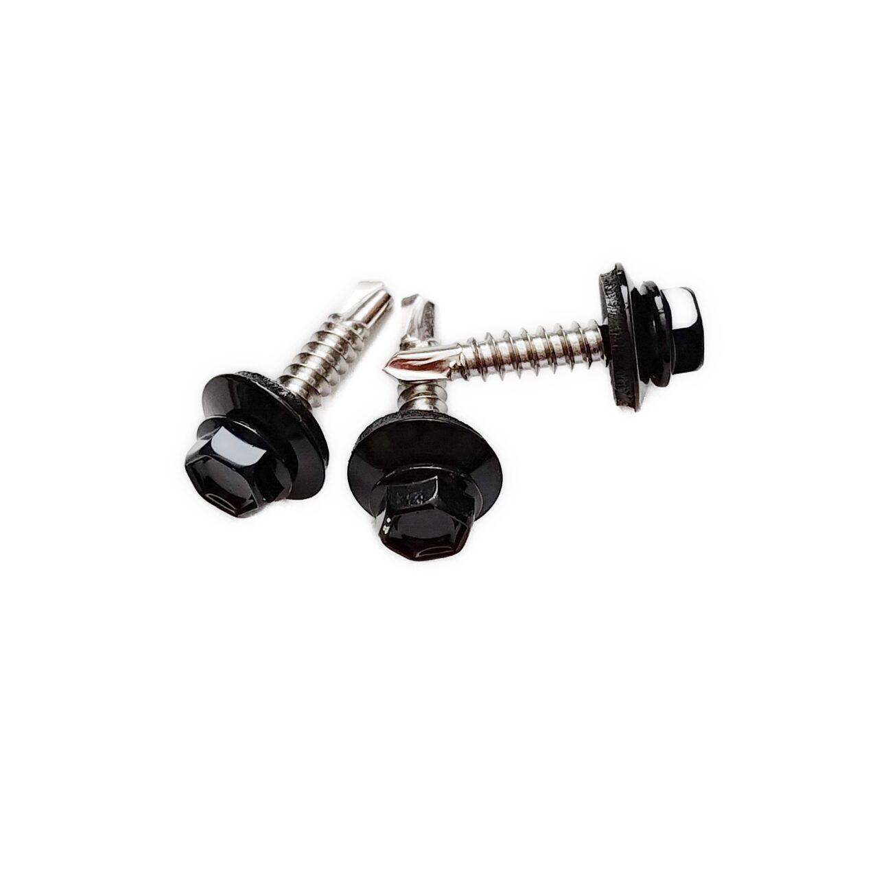 K2 Sortlakeret selvskærende skrue m. sekskantet hoved og spændeskive ...